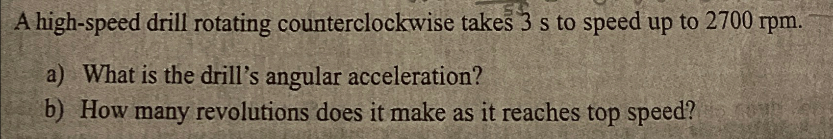 Solved A high-speed drill rotating counterclockwise takes 3s | Chegg.com
