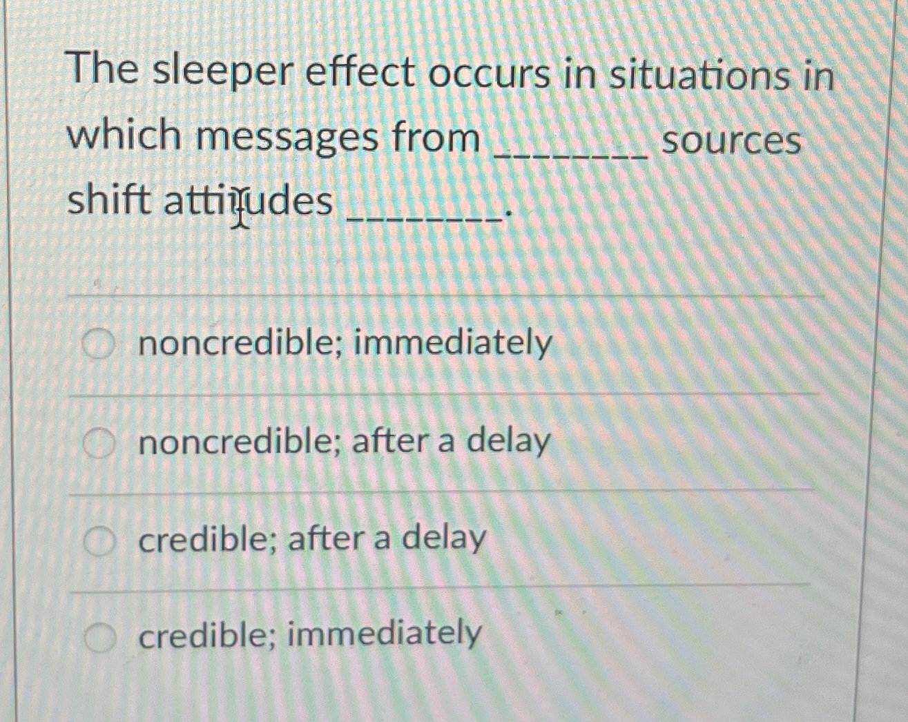 Solved The sleeper effect occurs in situations in which | Chegg.com