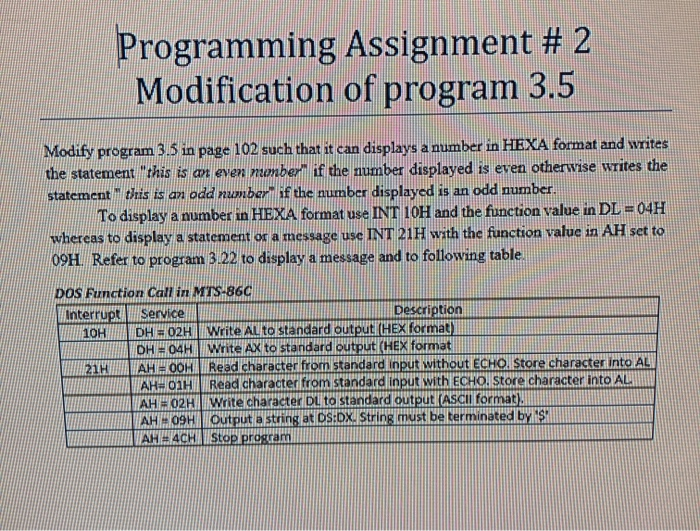 Solved Programming Assignment # 2 Modification of program | Chegg.com