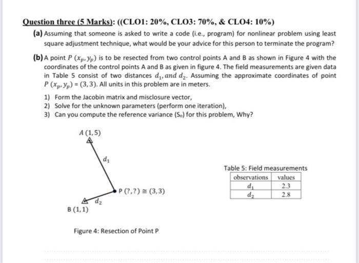 Solved Question three (5 Marks): ((CLO1: 20%, CLO3: 70%, & | Chegg.com