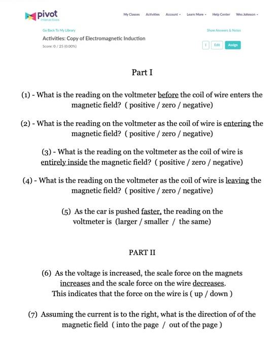 Solved Part I (1) - What is the reading on the voltmeter | Chegg.com