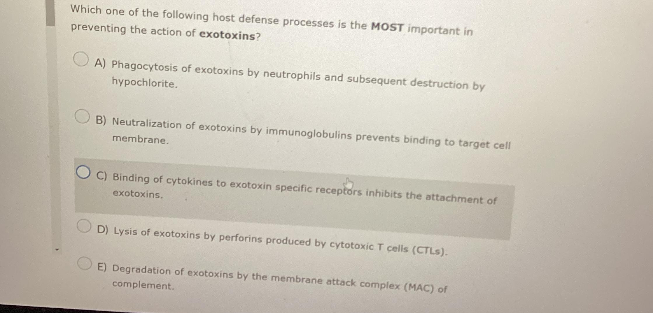 Solved Which one of the following host defense processes is | Chegg.com