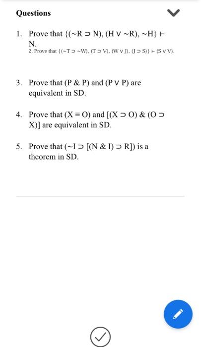 Solved 1. Prove that {(∼R⊃N),(H∨∼R),∼H}⊢ N. 2. Prove that | Chegg.com Solved 1. Prove that {(∼R⊃N),(H∨∼R),∼H}⊢ N. 2. Prove that | Chegg.com