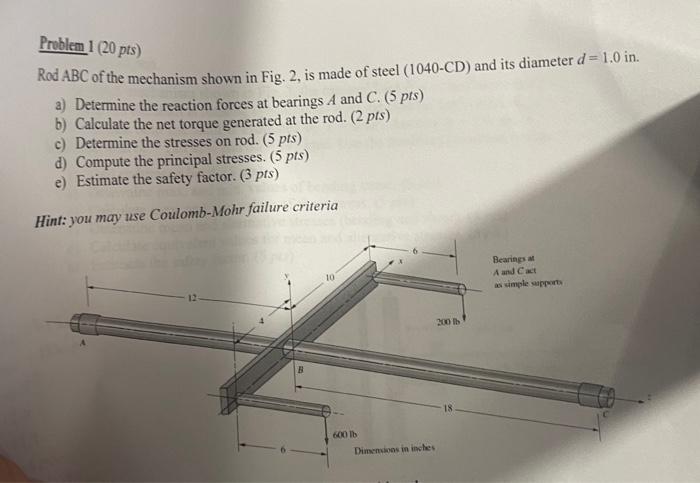 Solved Problem 1 (20 pts) Rod ABC of the mechanism shown in | Chegg.com