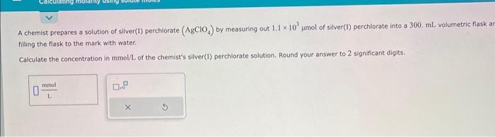 Solved A chemist prepares a solution of silver( (1) | Chegg.com