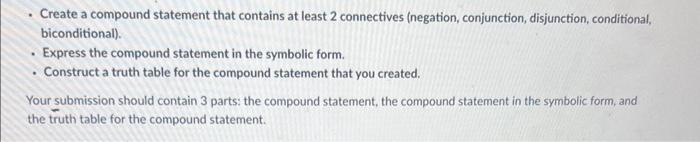 Solved - Create a compound statement that contains at least | Chegg.com