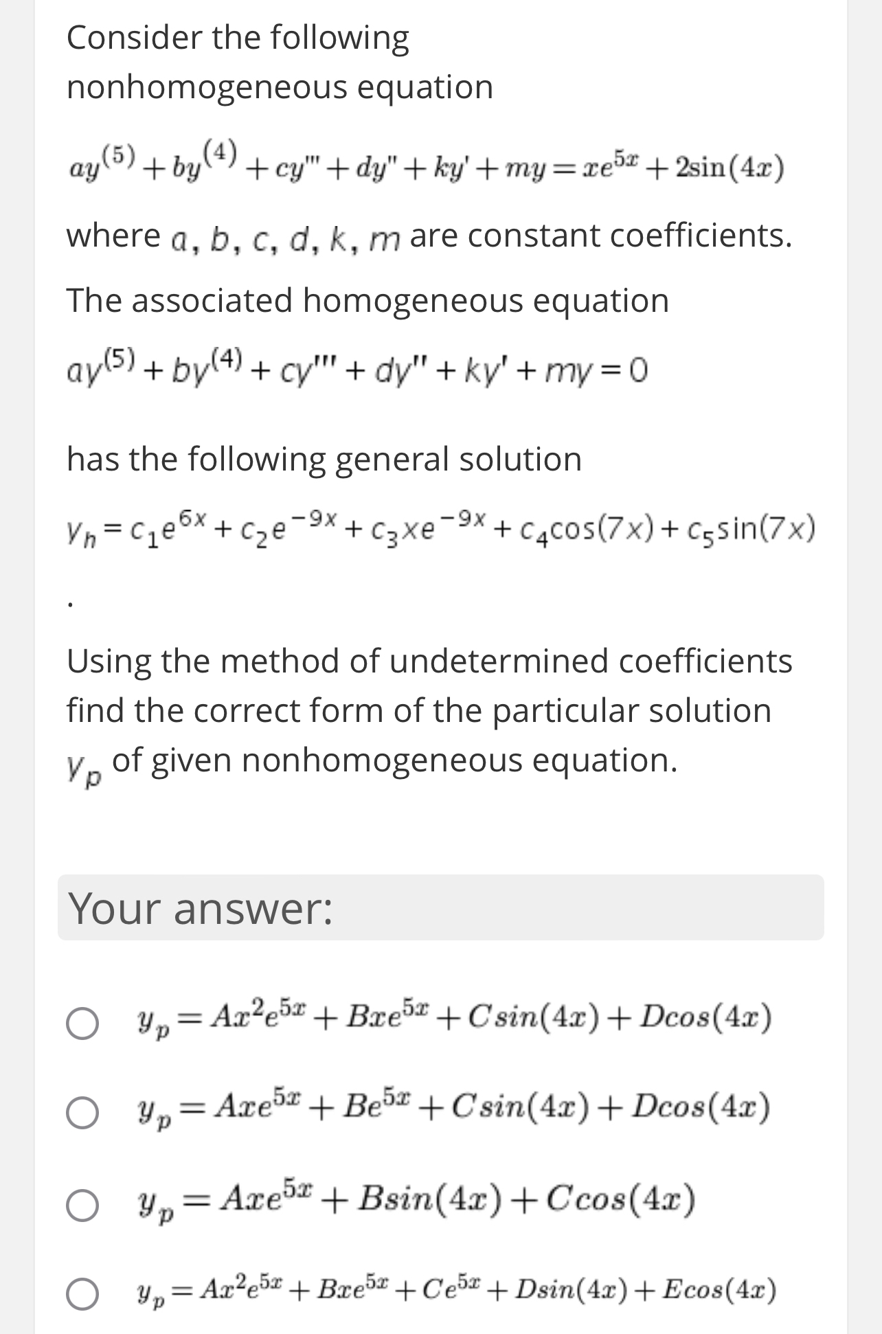 Solved Consider the following nonhomogeneous | Chegg.com