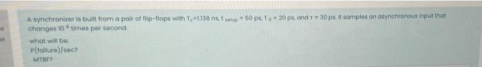 Solved G of A synchronizer is built from a pair of | Chegg.com