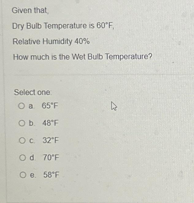 Given that, Dry Bulb Temperature is 60°F, Relative | Chegg.com