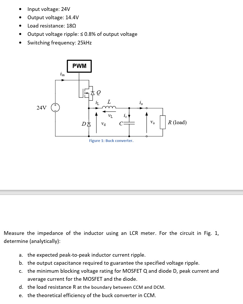 Input voltage: 24VOutput voltage: 14.4VLoad | Chegg.com