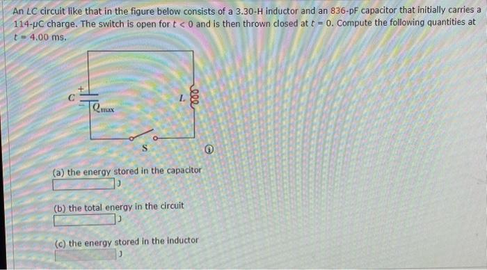 An LC circuit like that in the figure below consists | Chegg.com