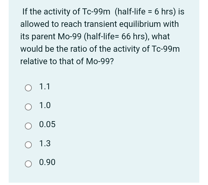 Solved If the activity of Tc-99m (half-life = 6 hrs) is | Chegg.com