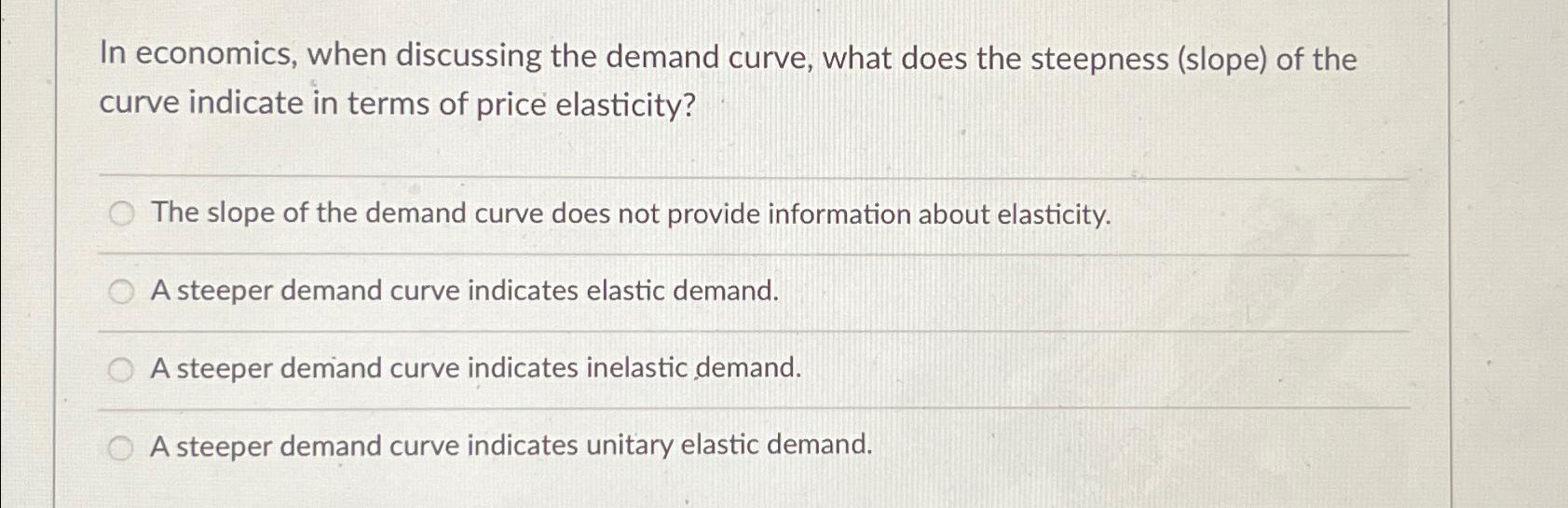 Solved In economics, when discussing the demand curve, what | Chegg.com