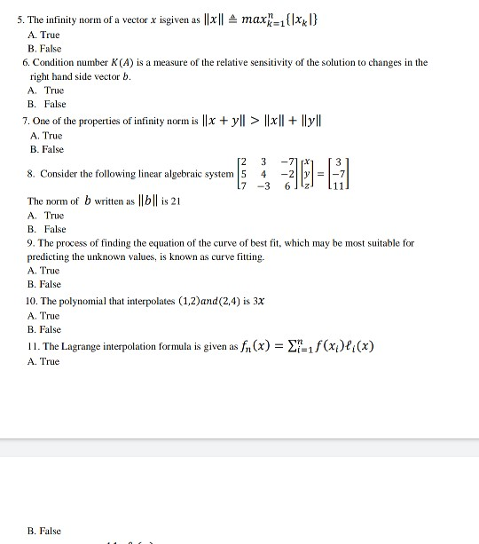Solved 5. The infinity norm of a vector x isgiven as || x || | Chegg.com