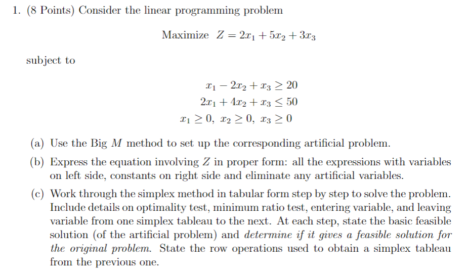 Solved Consider The Linear Programming Problemmaximize Z 