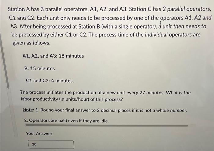 Solved tation A has 3 parallel operators, A1,A2, and A3. | Chegg.com