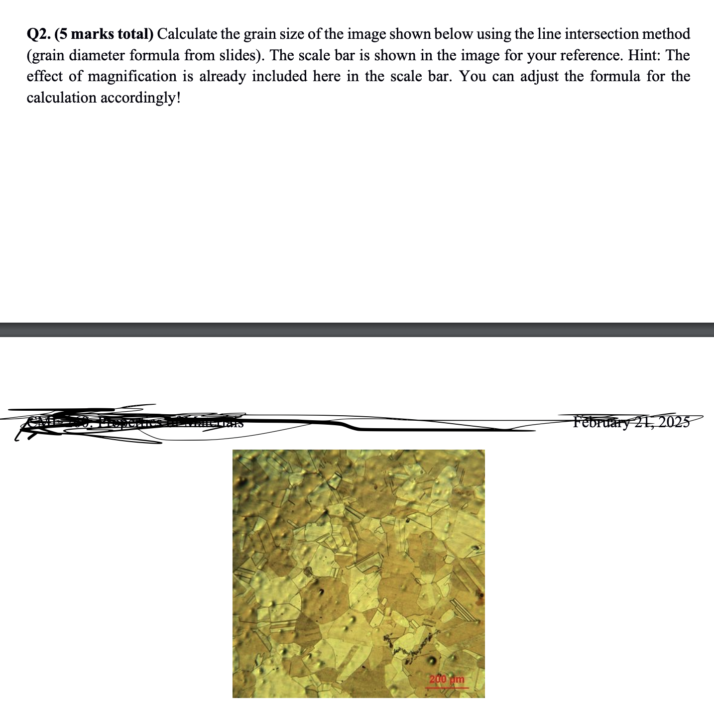 Solved Calculate the grain size of the image shown below | Chegg.com