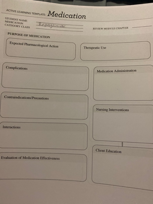 Solved ACTIVE LEARNING TEMPLATE: STUDENT NAME MEDICATION | Chegg.com
