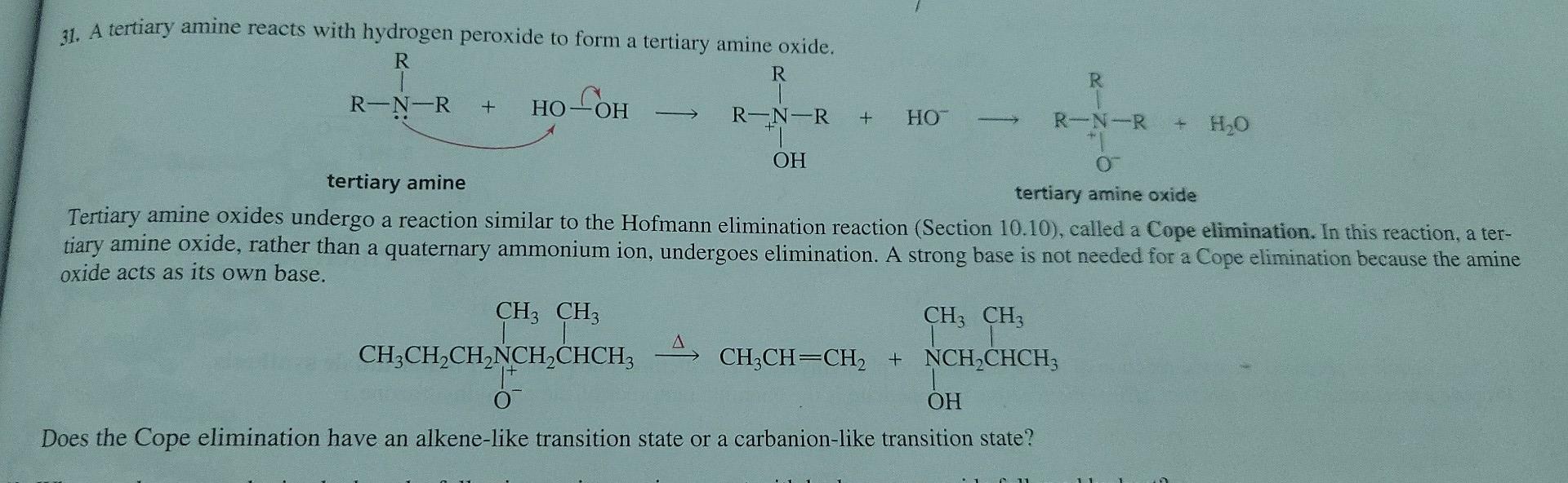 Solved 31. A tertiary amine reacts with hydrogen peroxide to | Chegg.com