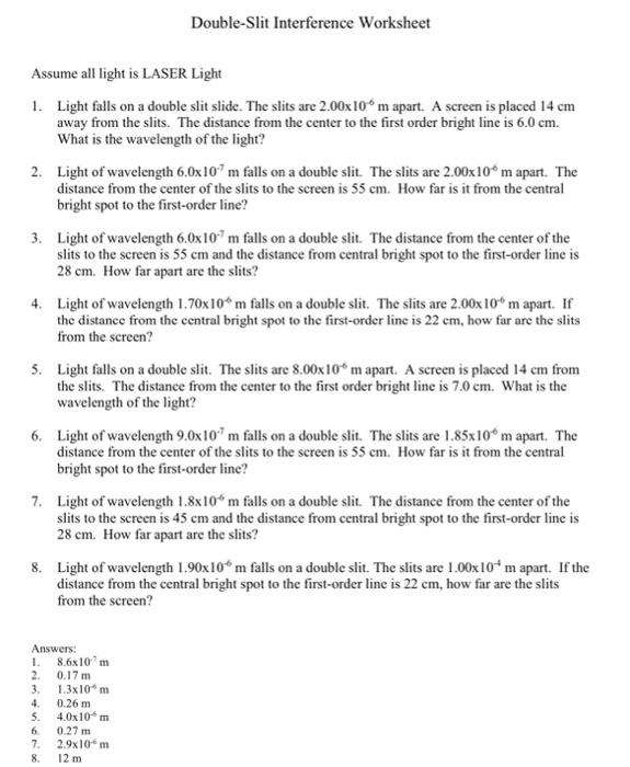 Solved Assume all light is LASER Light 1. Light falls on a | Chegg.com