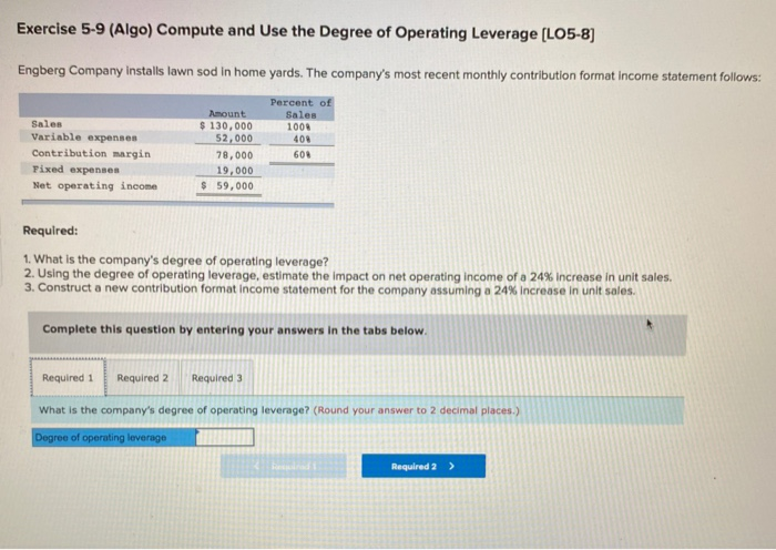 Solved Exercise 5-9 (Algo) Compute and Use the Degree of | Chegg.com