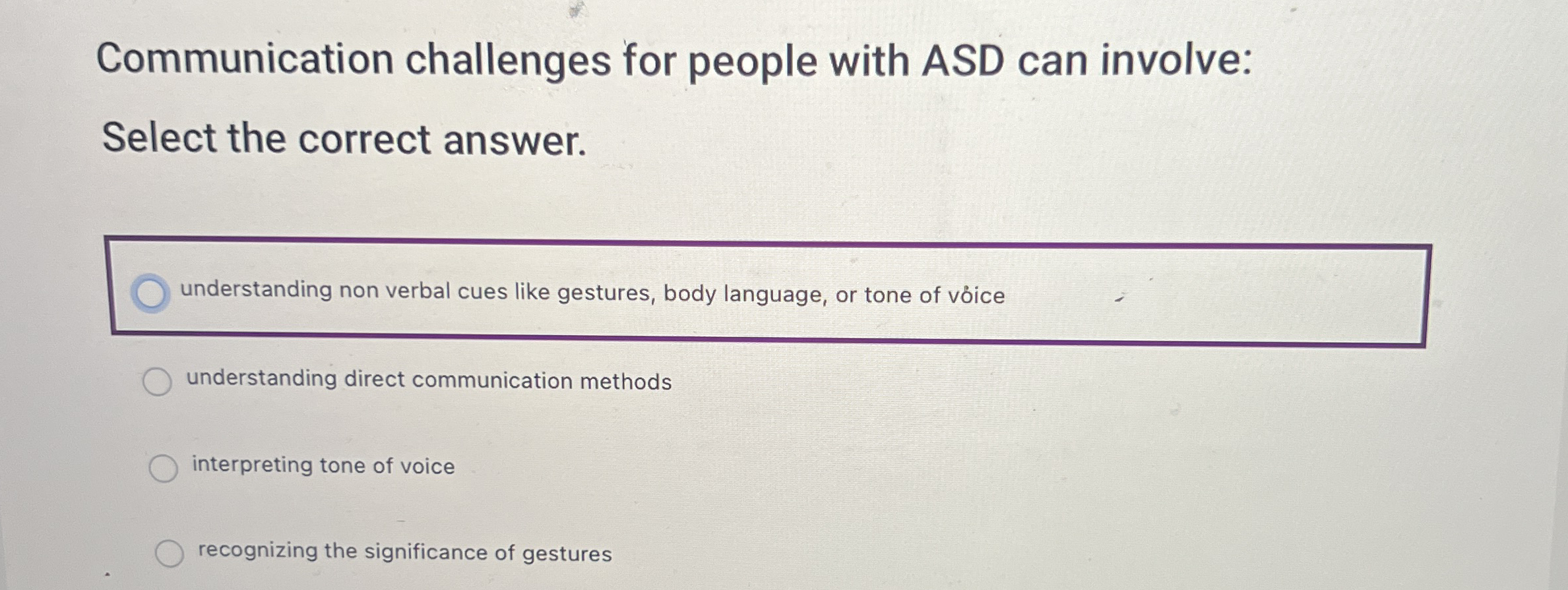 Solved Communication challenges for people with ASD can | Chegg.com