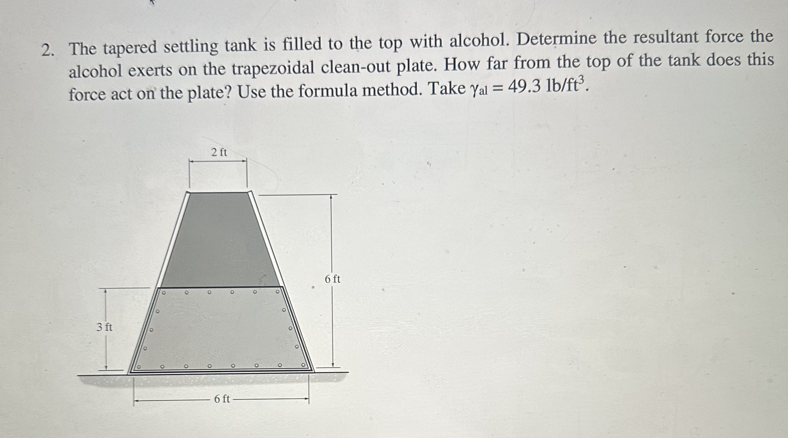 Solved The tapered settling tank is filled to the top with | Chegg.com