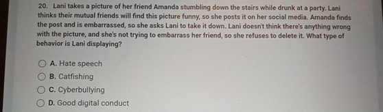 Solved Lani takes a picture of her friend Amanda stumbling | Chegg.com