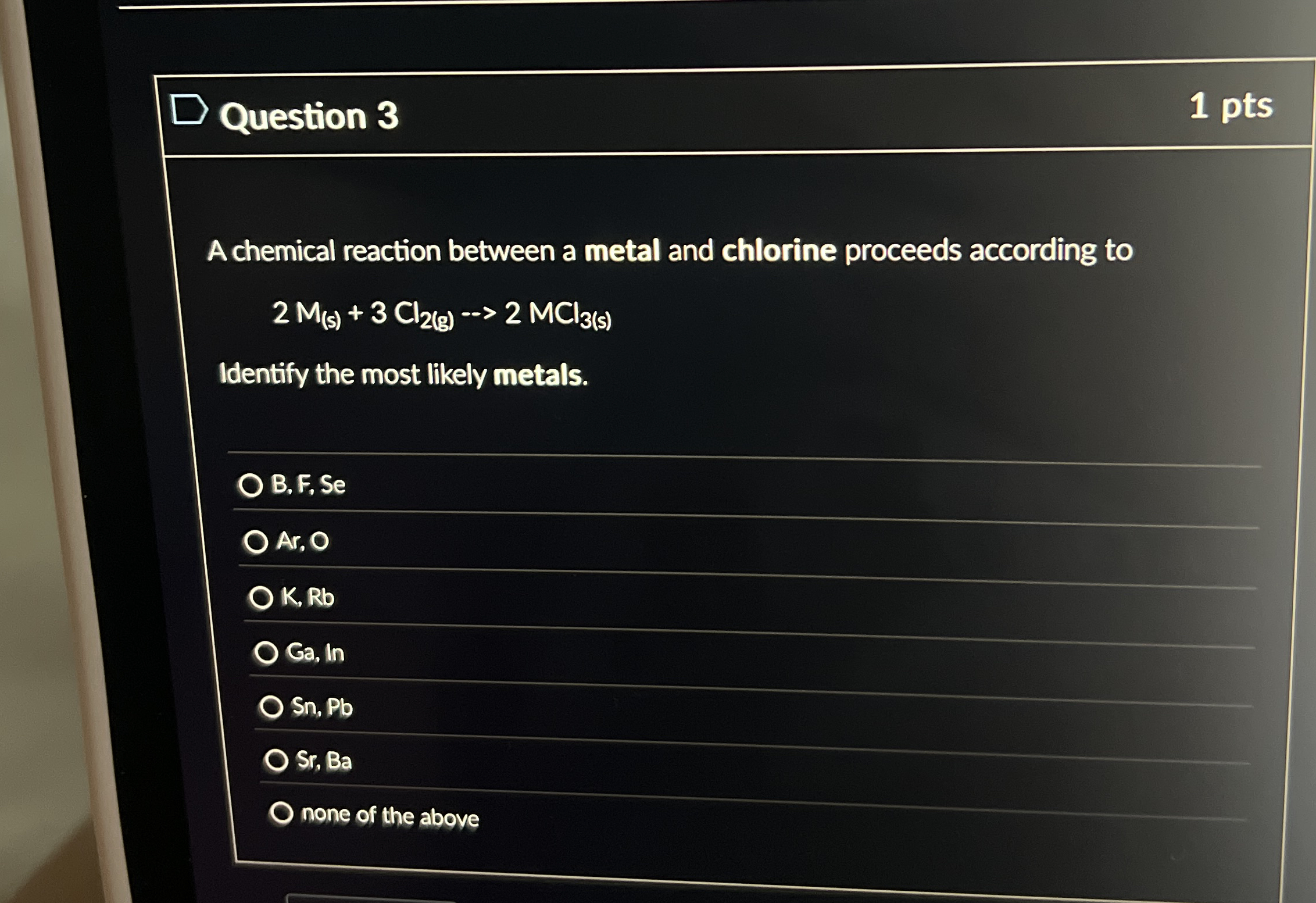 Solved Question 3A chemical reaction between a metal and | Chegg.com