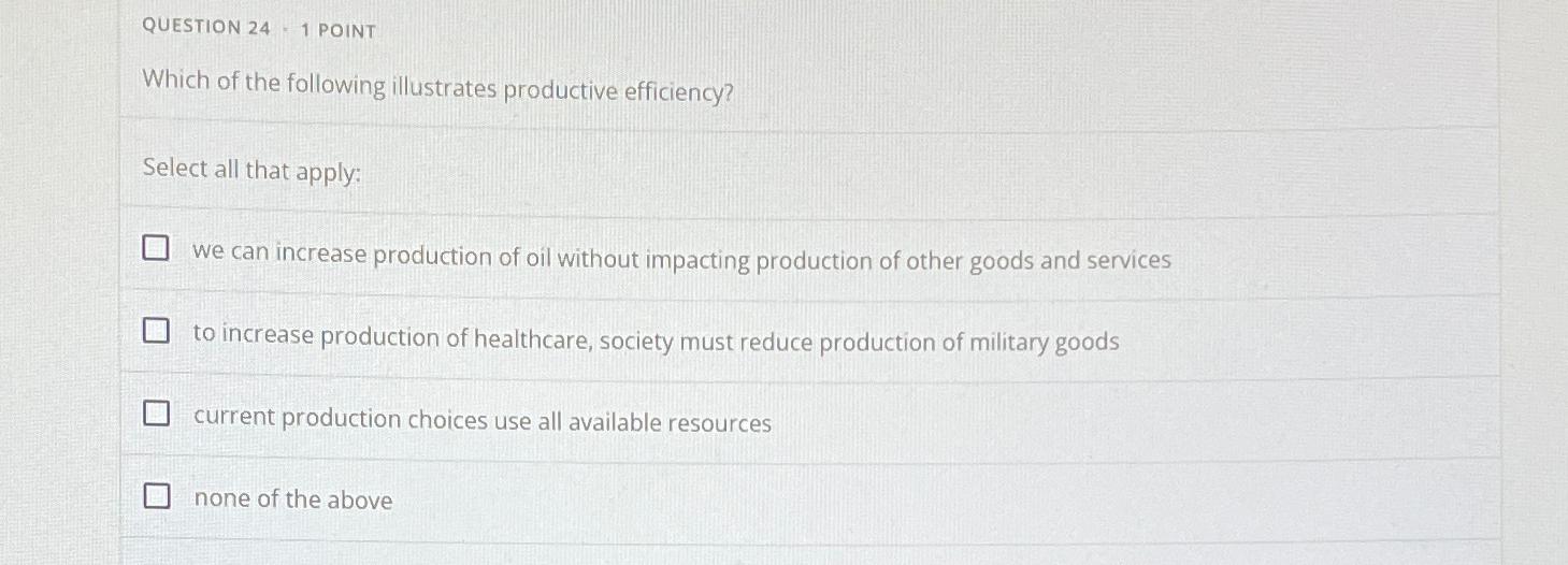 Solved QUESTION 24 - 1 ﻿POINTWhich of the following | Chegg.com