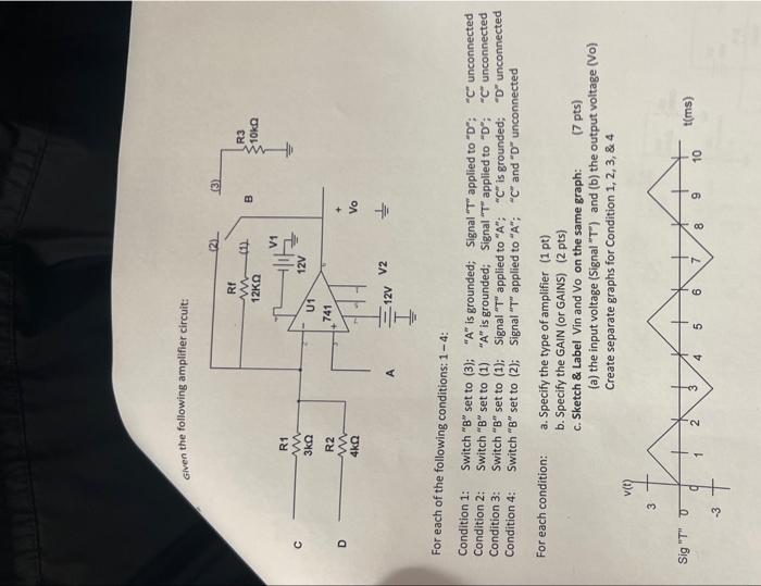 Solved Given the following amplifier circuit: For each of | Chegg.com