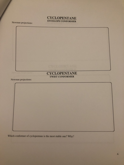Solved CYCLOPENTANE ENVELOPE CONFORMER Newman projections: | Chegg.com