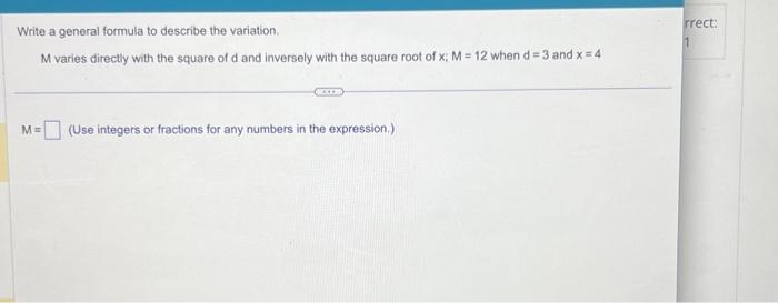 Solved Write a general formula to describe the variation. M | Chegg.com