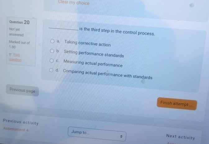 Solved Clear my choiceQuestion 20Not yet answered Marked out | Chegg.com