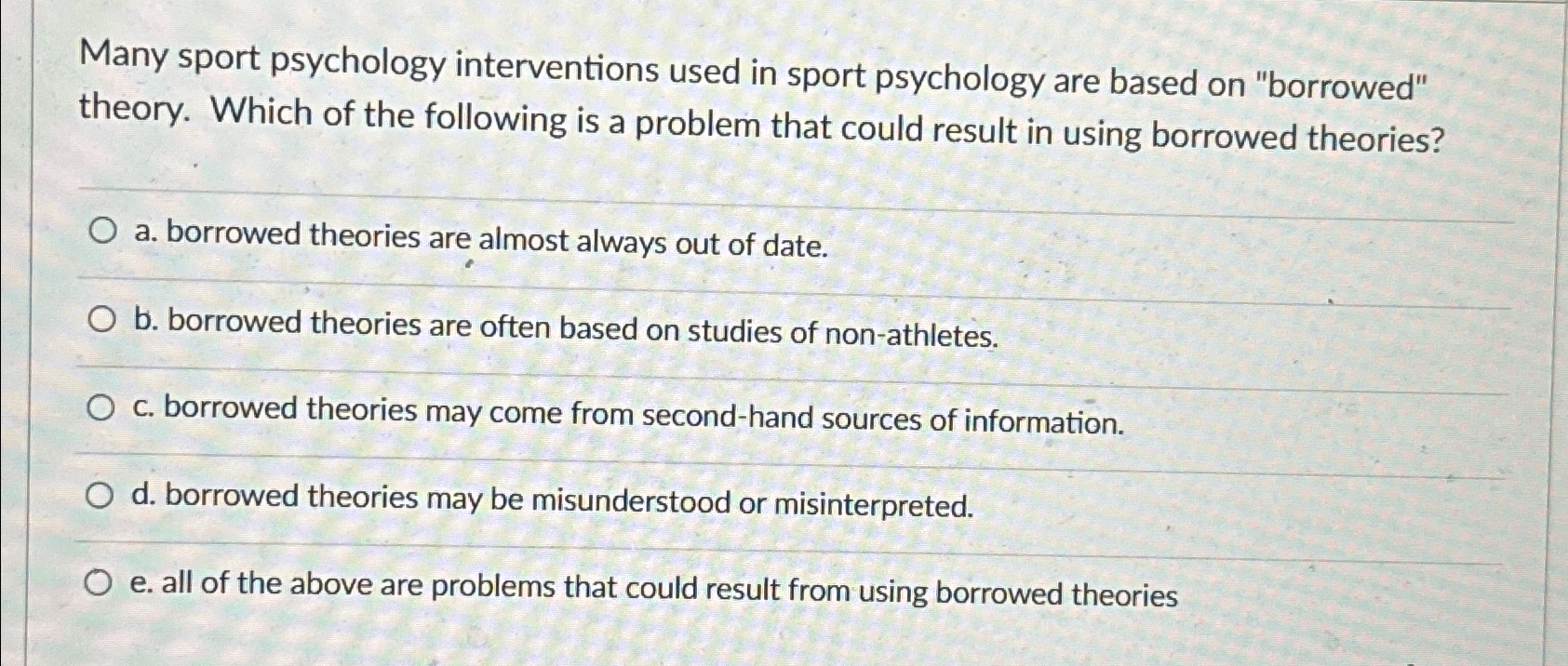 Solved Many sport psychology interventions used in sport | Chegg.com