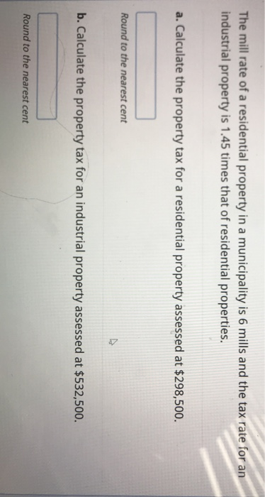 Solved The mill rate of a residential property in a | Chegg.com