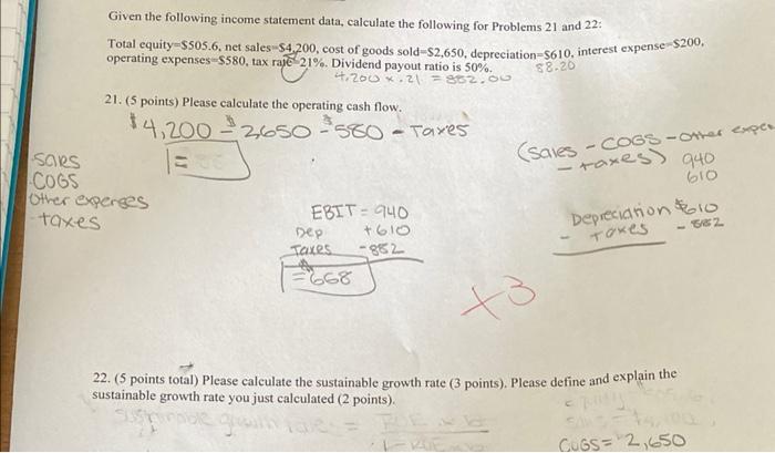 Solved Given the following income statement data, calculate | Chegg.com