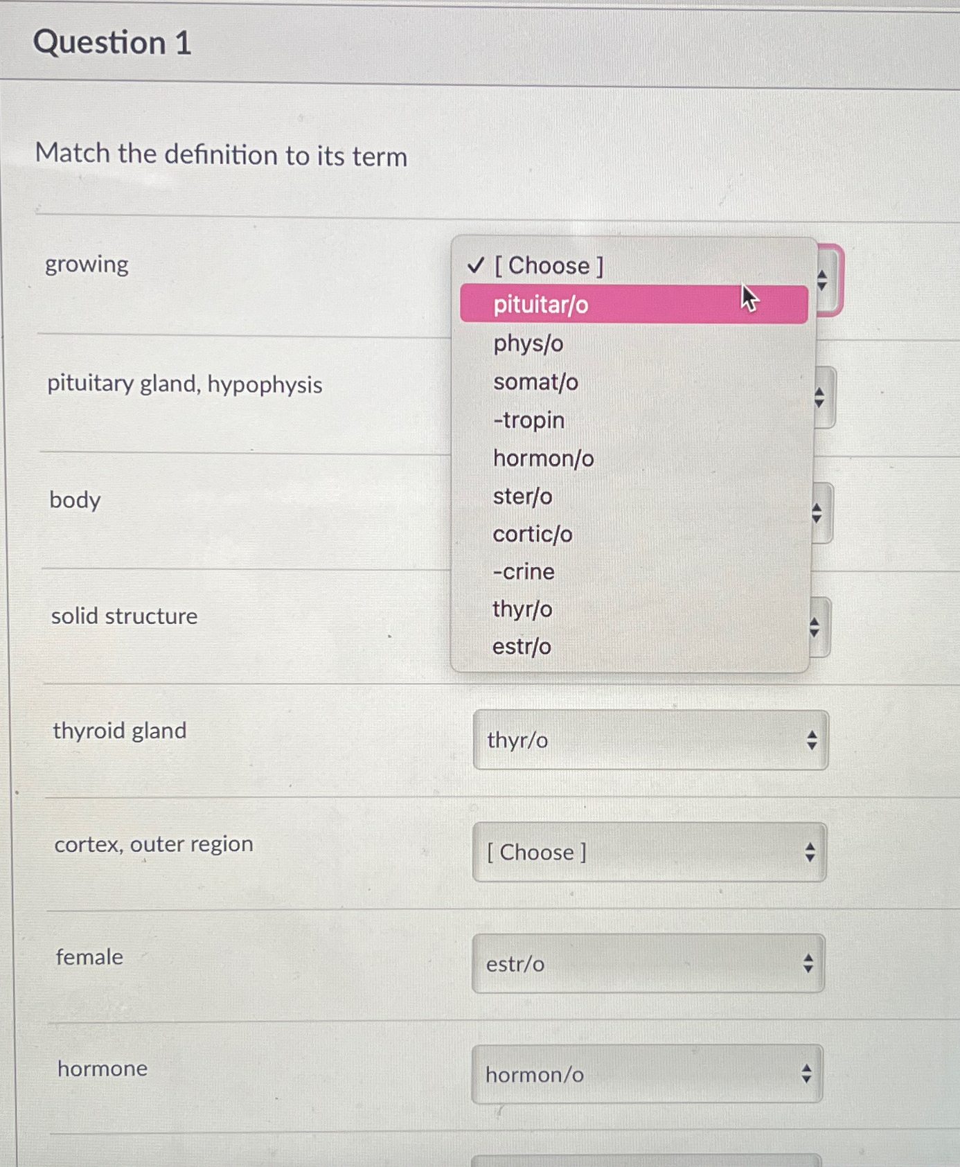 Solved Question 1Match the definition to its termgrowing[ | Chegg.com