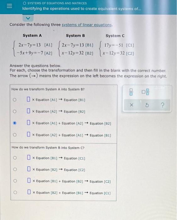 Solved E O SYSTEMS OF EQUATIONS AND MATRICES Identifying the | Chegg.com