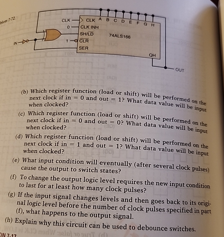 Solved (b) ﻿Which register function (load or shift) ﻿will be | Chegg.com