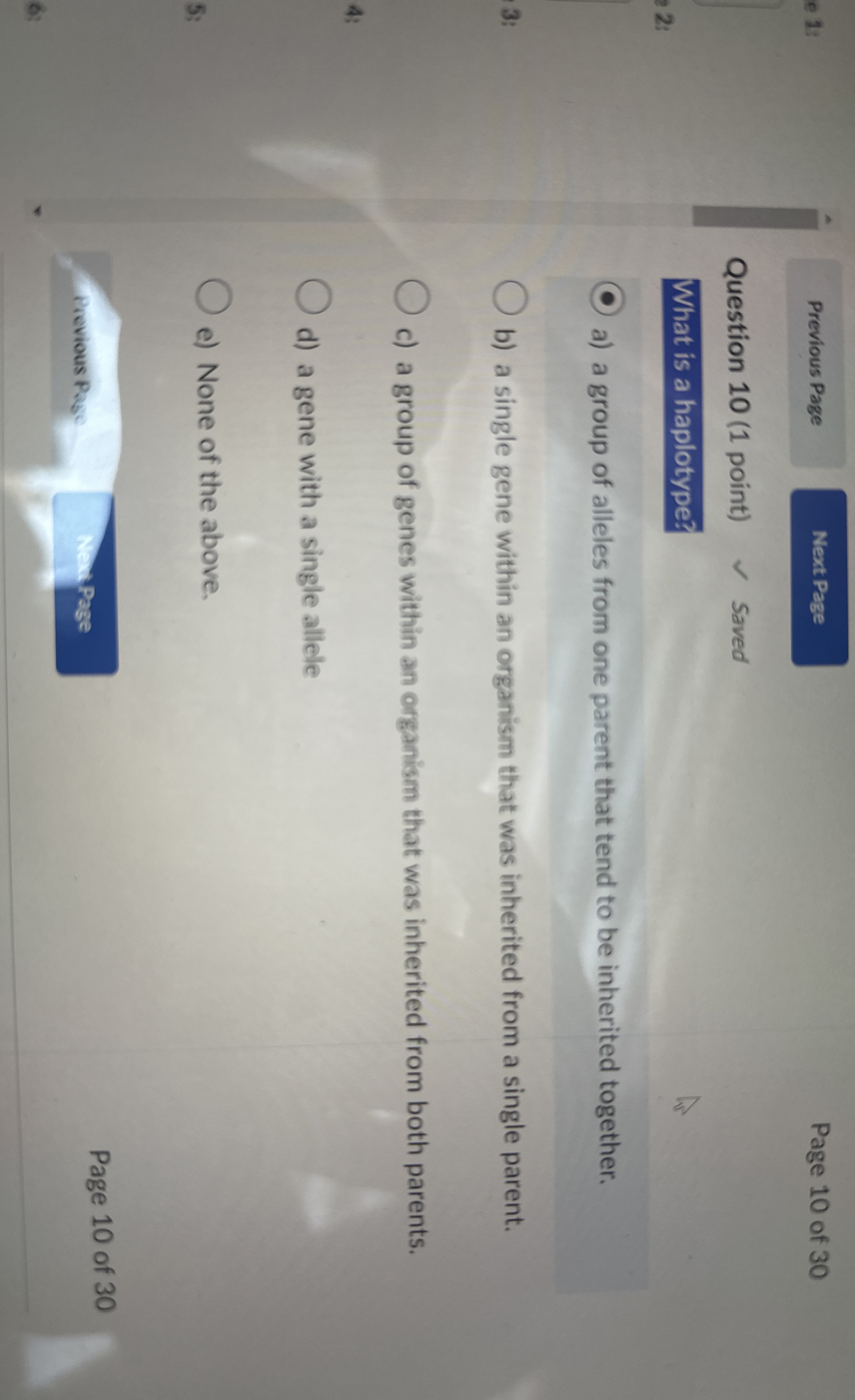Solved Page 10 ﻿of 30Question 10 (1 ﻿point) ﻿SavedWhat is a | Chegg.com