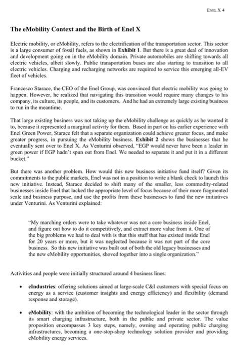 Enel X: Driving Digital Transformation in the Energy | Chegg.com