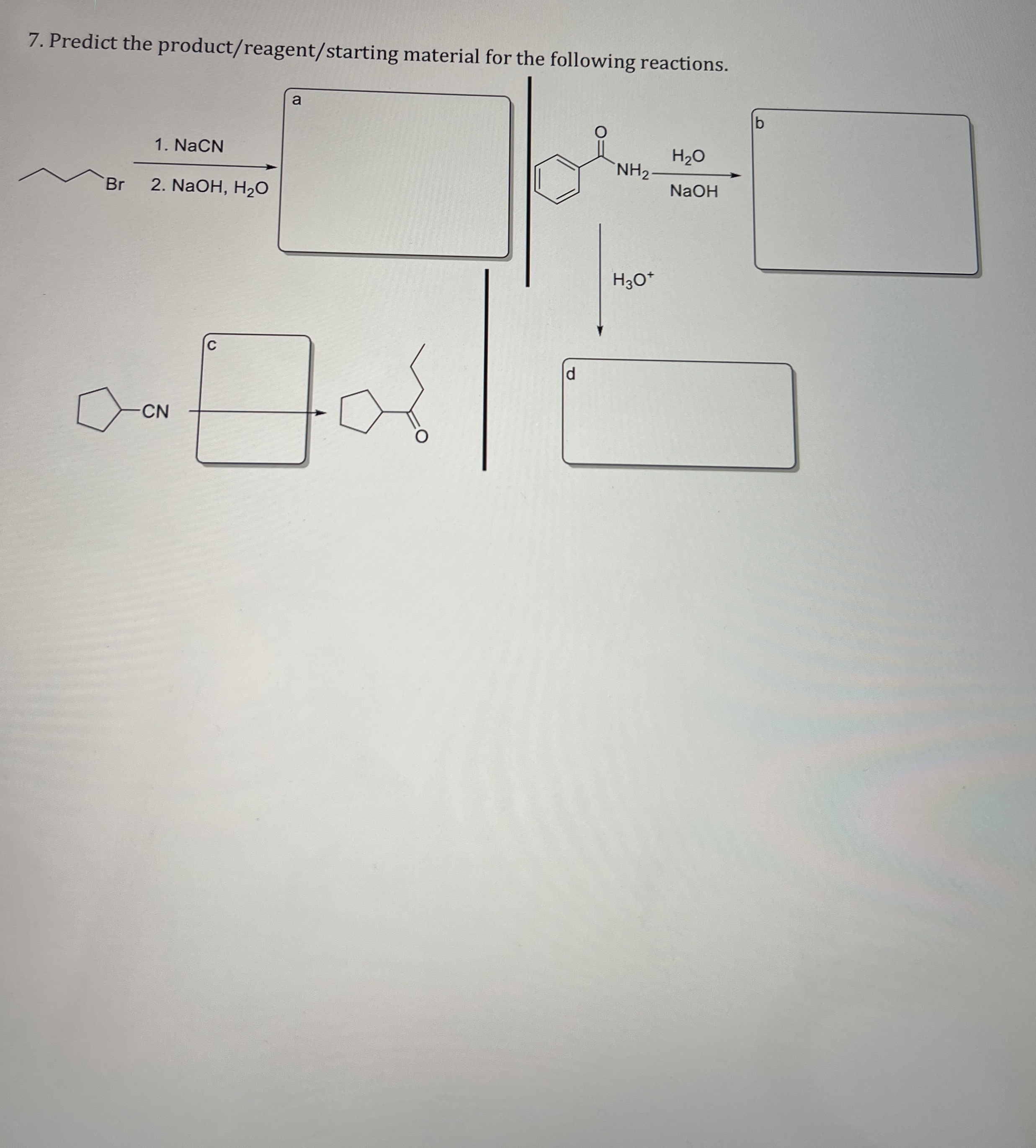 Solved Predict the product/reagent/starting material for the | Chegg.com