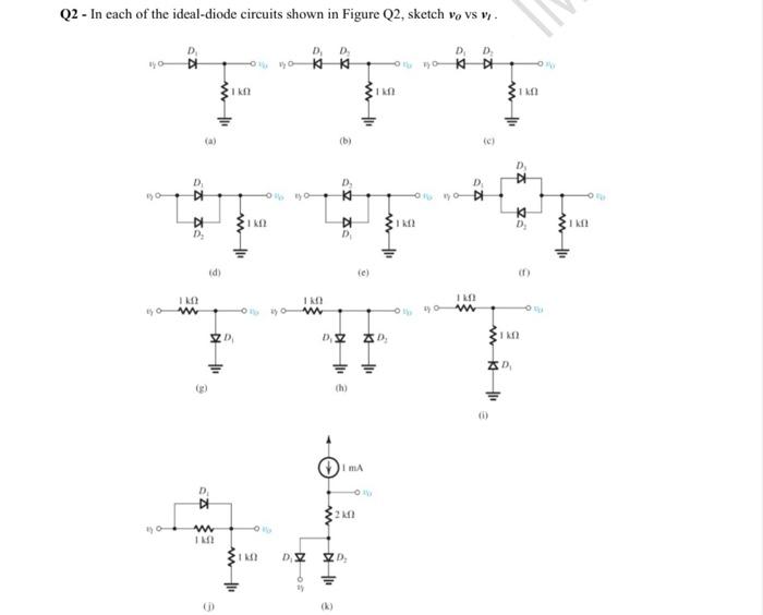 Solved Q3 - In each of the ideal-diode circuits shown in | Chegg.com