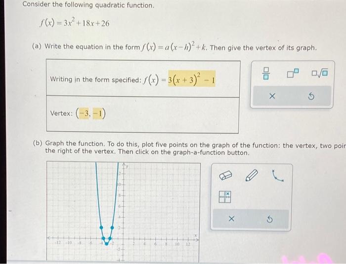 Solved Consider the following quadratic function. | Chegg.com