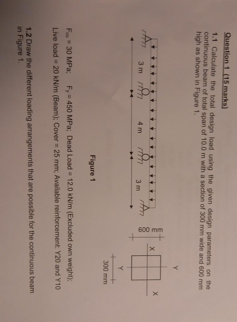 Solved Question 1 (15 marks) 1.1 Calculate the total design | Chegg.com