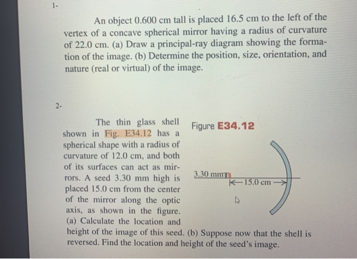 Solved An object 0.600 cm tall is placed 16.5 cm to the left | Chegg.com