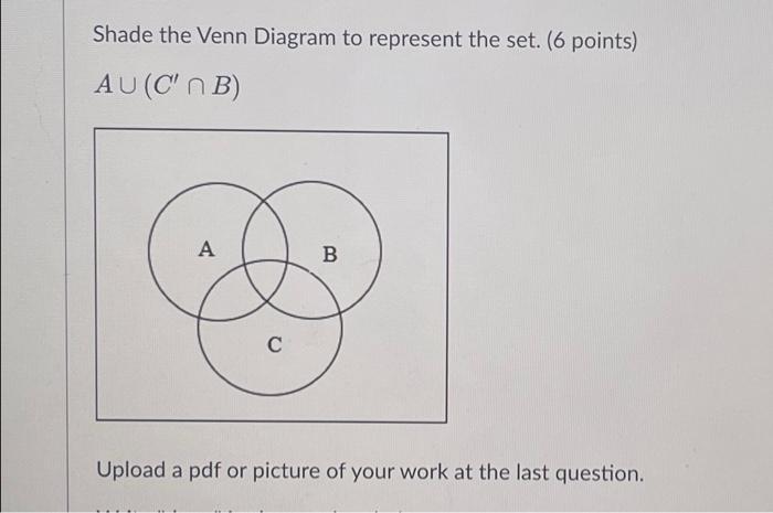 Solved Shade the Venn Diagram to represent the set. (6 | Chegg.com