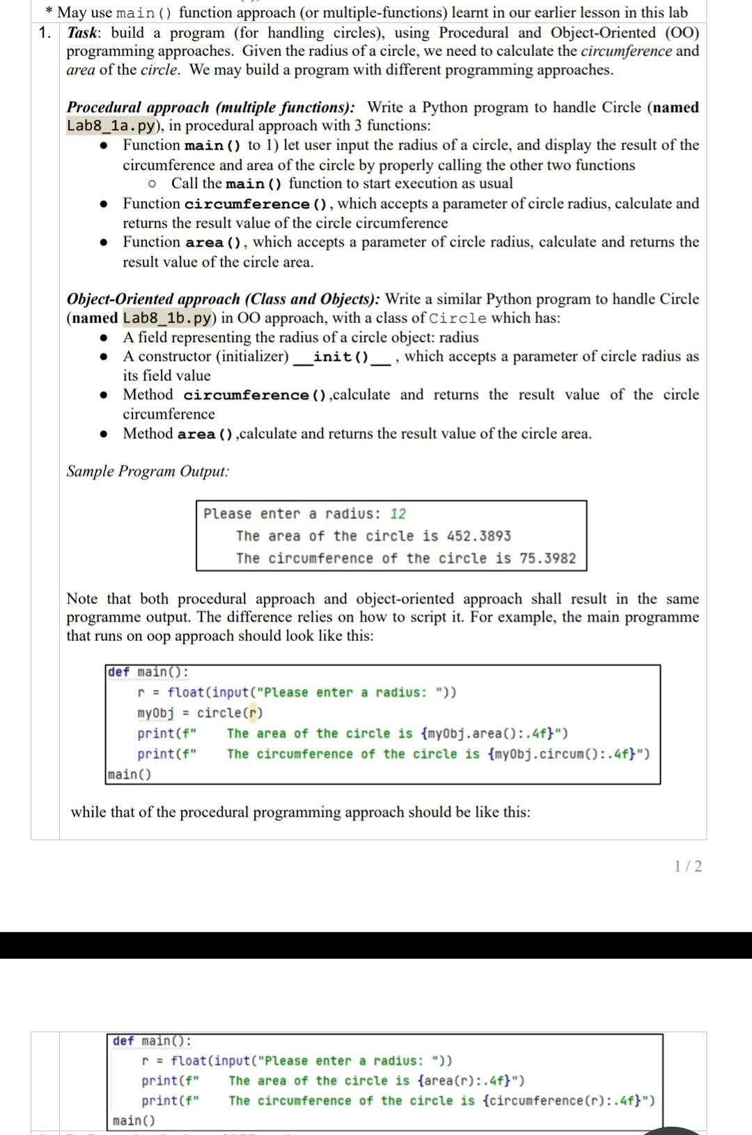 Solved * May use main () function approach (or | Chegg.com