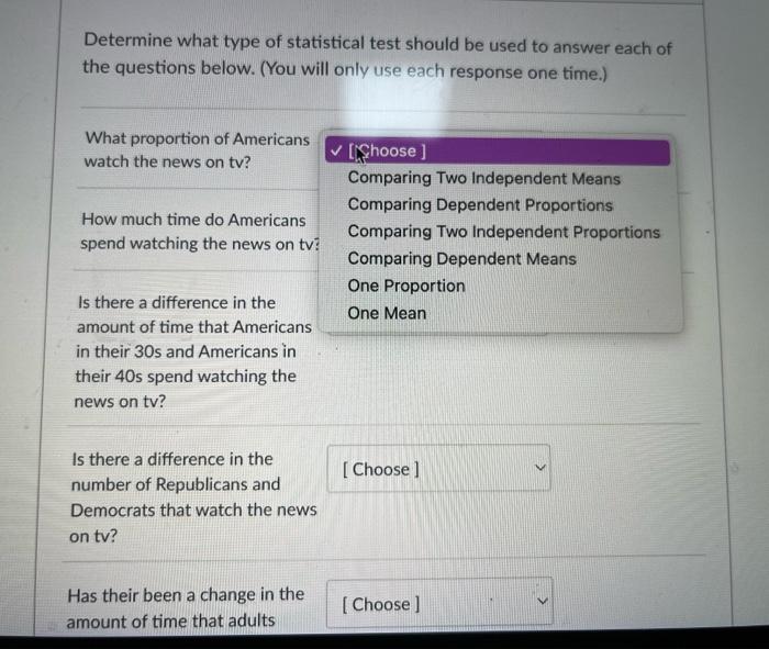 Solved plese choose an answer from the drop down for each | Chegg.com